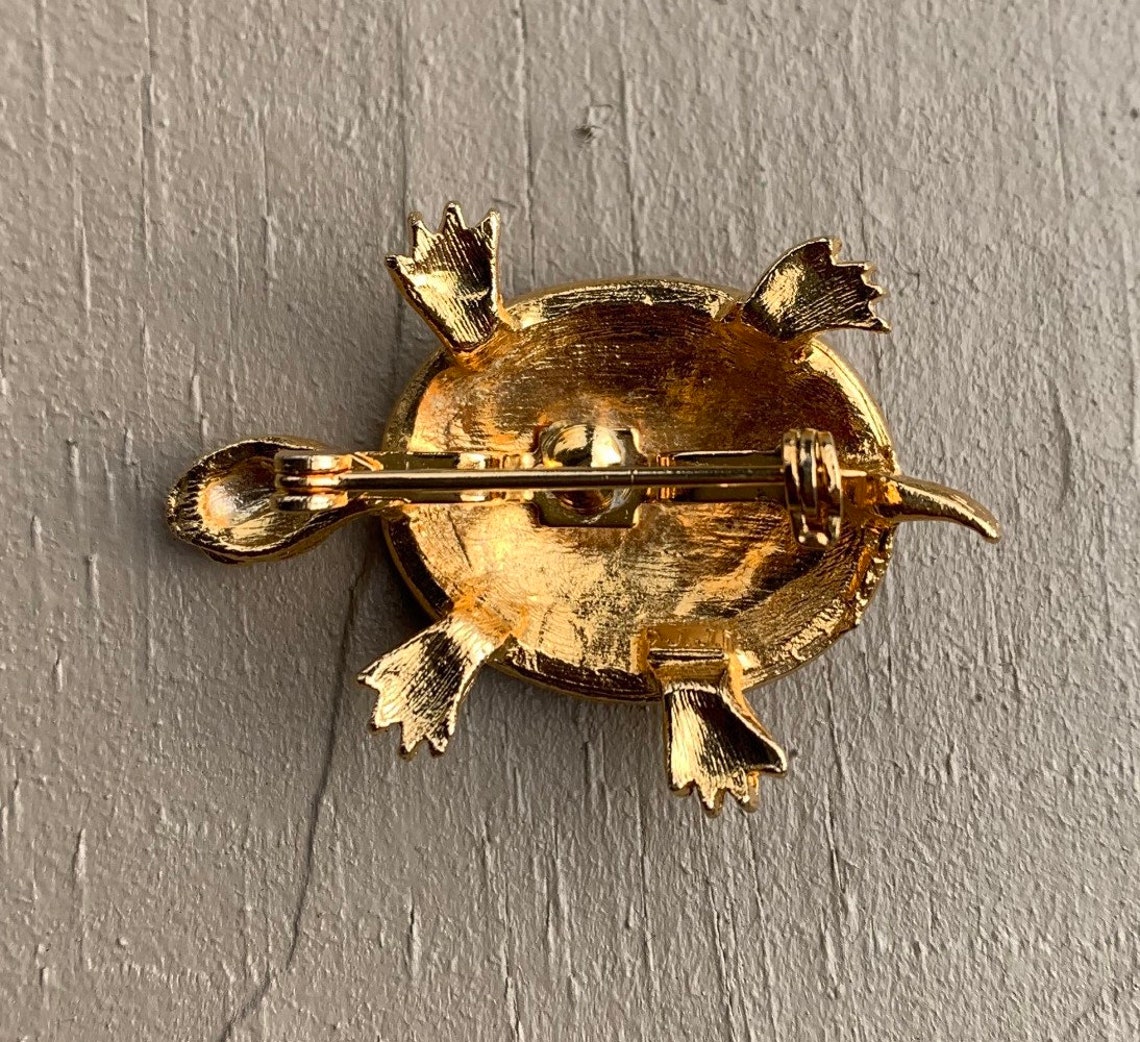 Vintage Mid Century Silver & Gold Tone Turtle Pin Brooch/ - Etsy