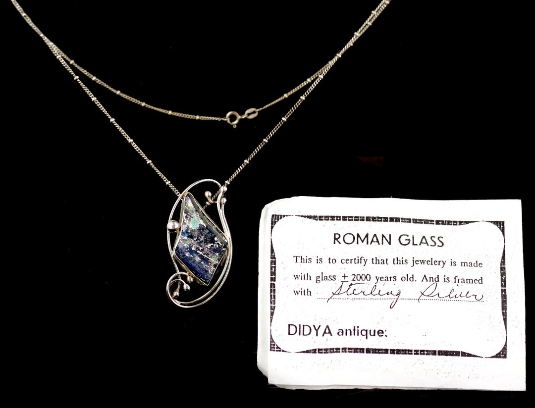 Ancient Roman Blue Multi Colored Glass Sterling Authentic DIDYA Pendant ...
