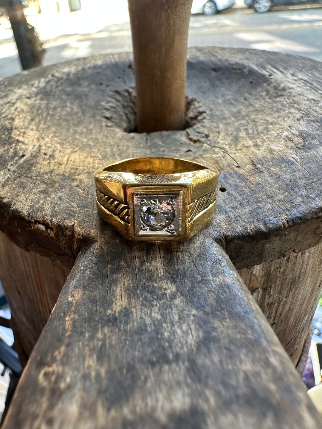 Vintage 18k GE Mine Cut Crystal 1950s Large Signet Ring 10.5 - Etsy