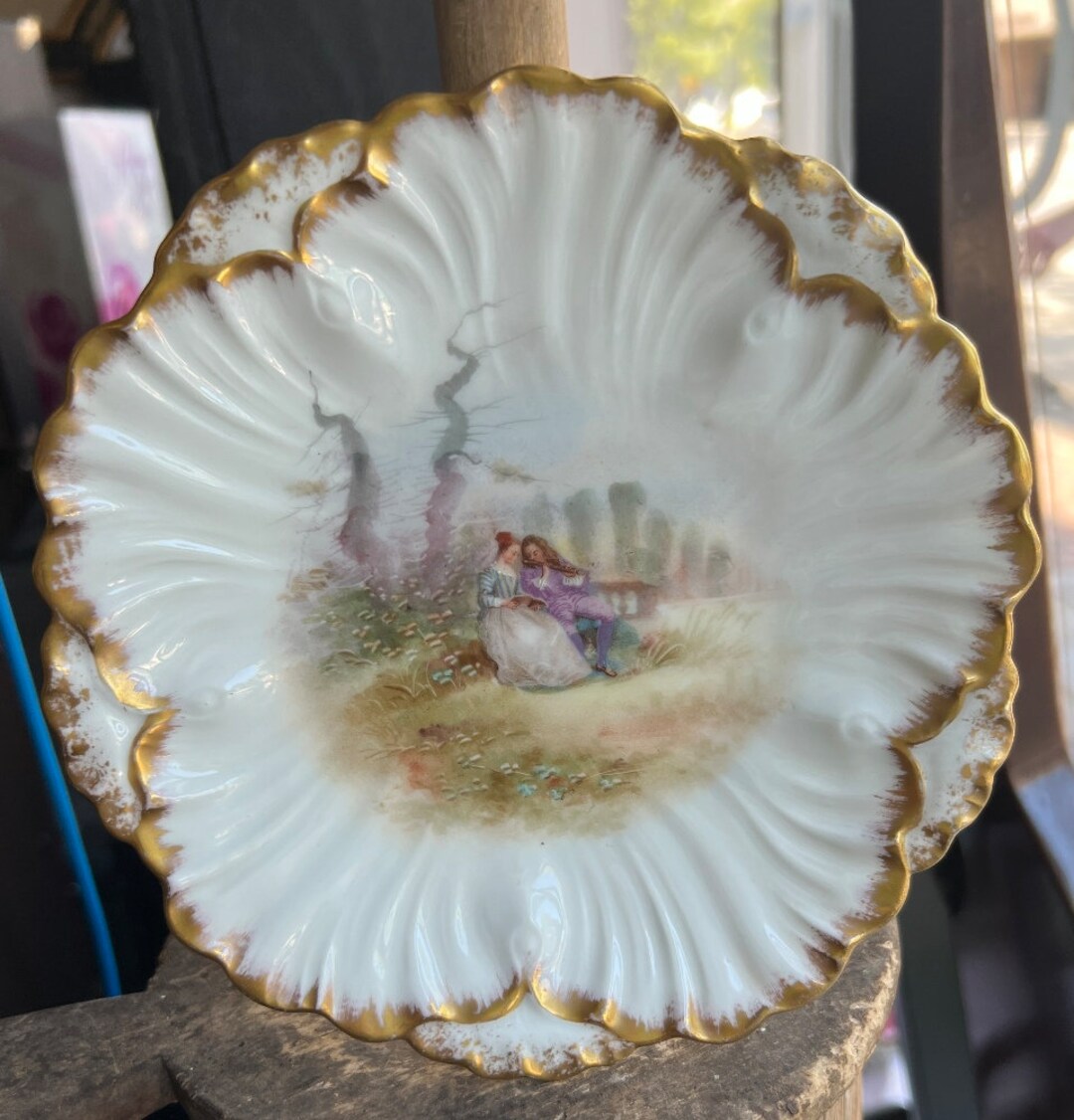 Antique Limoges Victorian Cabinet Shell Design Wall Plate Gold Trim ...