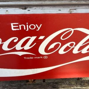 Vintage 80's Coca Cola Sign Large Retro Metal Sign Collectible ...