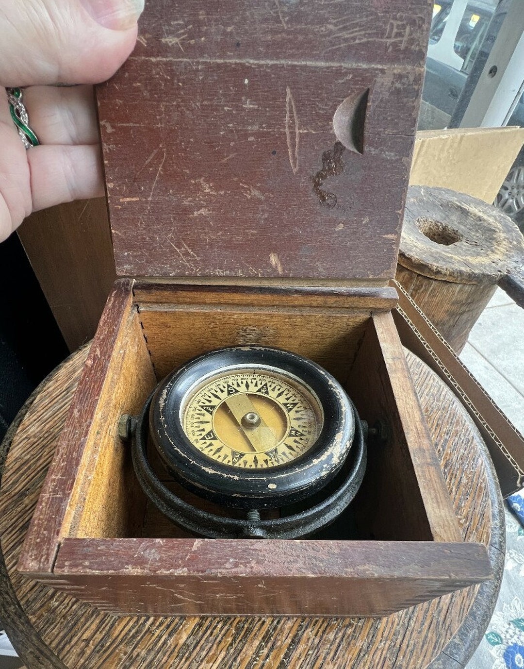 Antique WW1 Ship Compass Gimbal Wilcox Crittenden Maritime Militaria ...