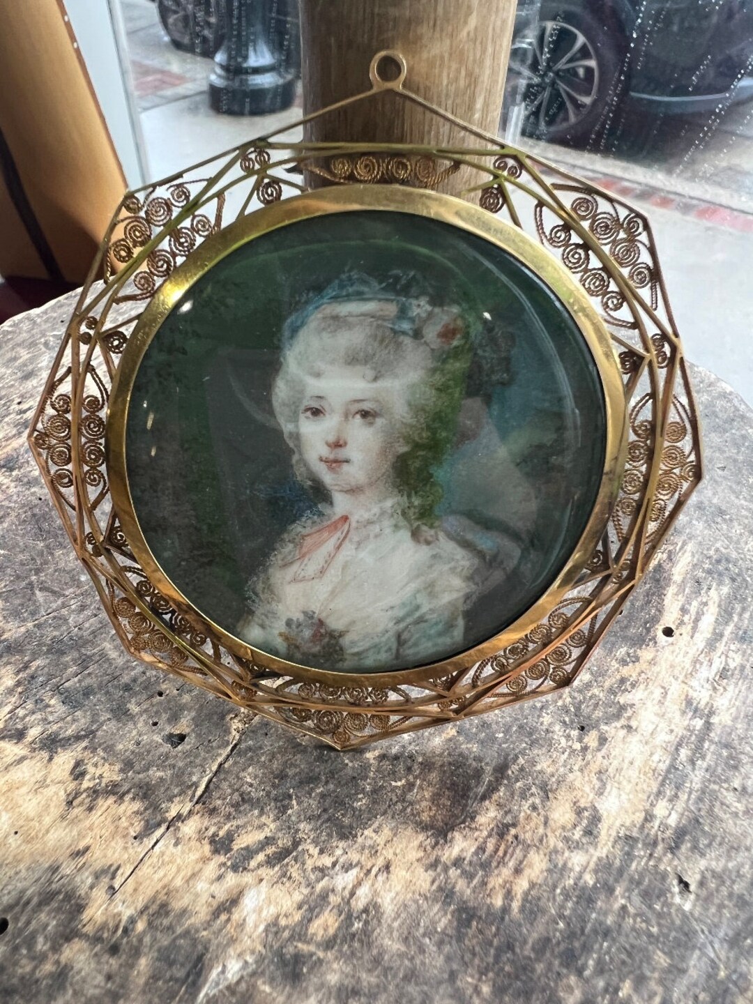 Rare Antique 18k Gold French Rococo Lady Miniature Portrait Painting ...