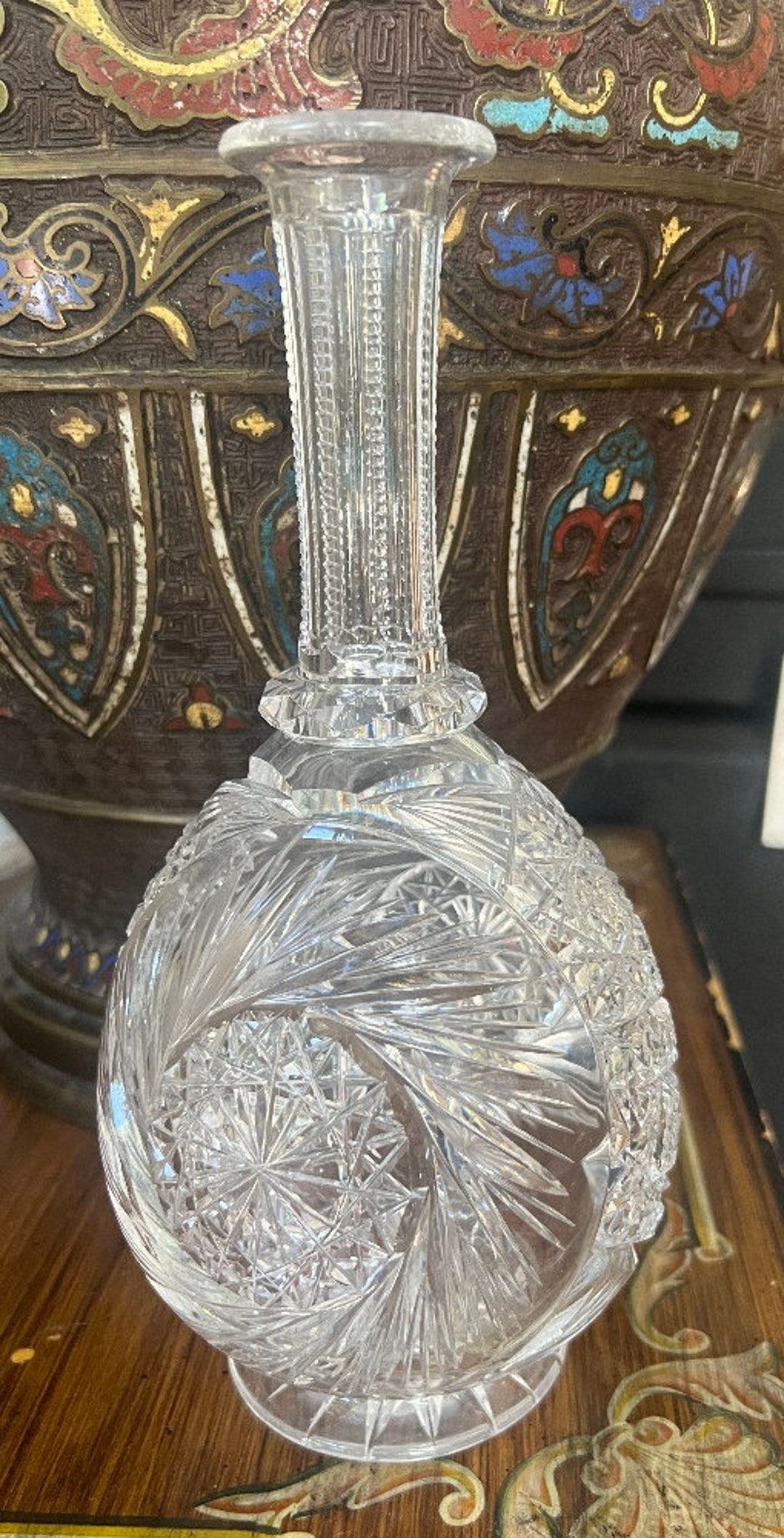 Antique Cut Glass ABP Pinwheel Wine Decanter Bottle American Brilliant ...