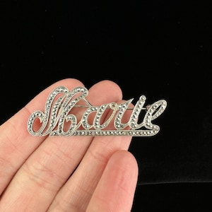 Antique Sterling Marcasite Cursive “marie” Name Brooch/pin 2” - Etsy