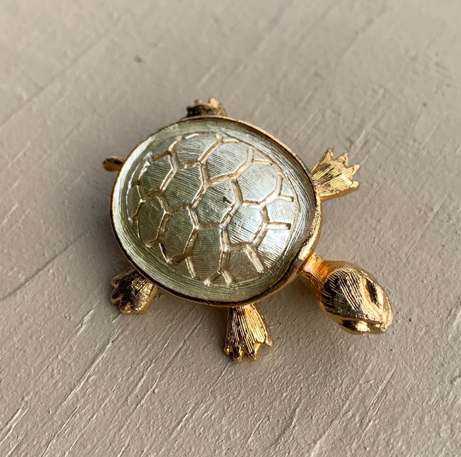 Vintage Mid Century Silver & Gold Tone Turtle Pin Brooch/ - Etsy