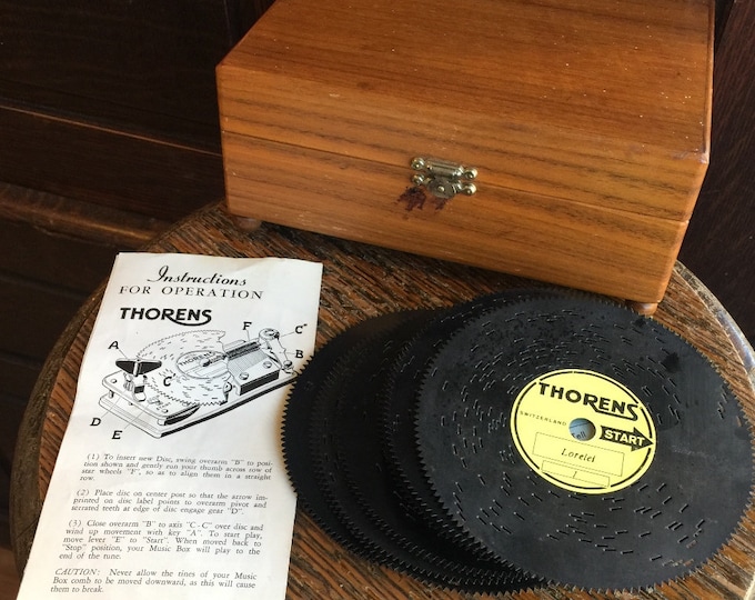 Vintage Thorens Automatic Disc Music Box AD30W Wood With 20 Discs ...