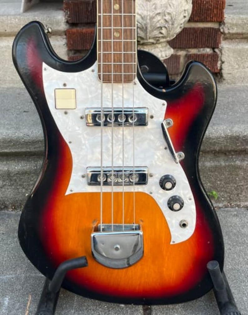1960s MIJ Rexina Kawai Teisco Electric Bass Guitar~tri Tone Brown ...