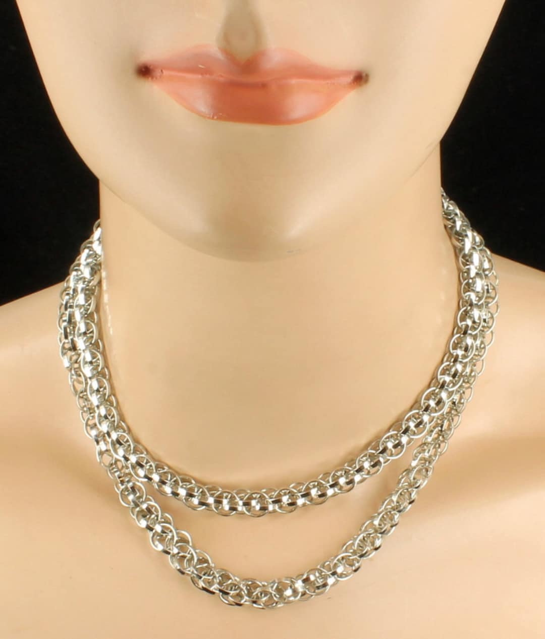 Vintage Mid Century Silver Multi Loop Twist Chain Necklace 30"/ Vintage ...