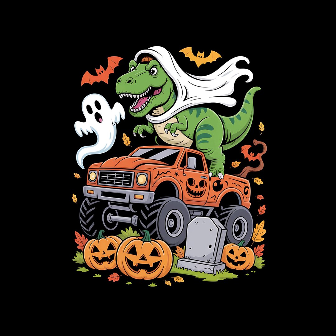 Halloween T-rex Dinosaur PNG: Spooky Dino Saurus Kids Design (digital ...