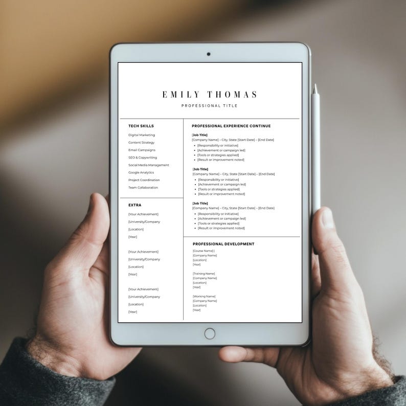 Professional Resume Template Canva: Modern CV & Cover Letter - Etsy
