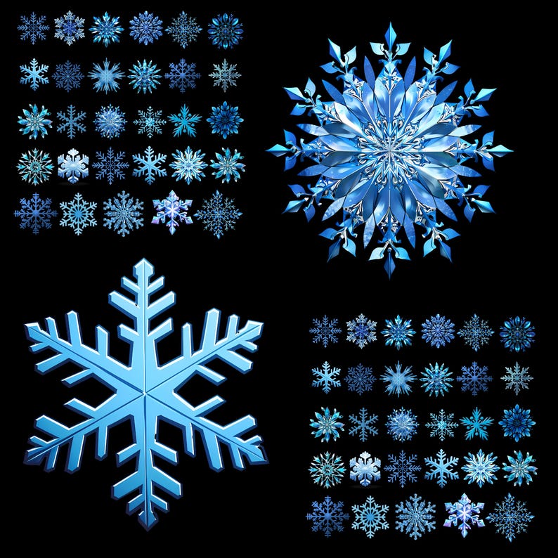 100 Snowflake PNG Bundle | Winter Clipart | Christmas Snow Flakes PNG ...