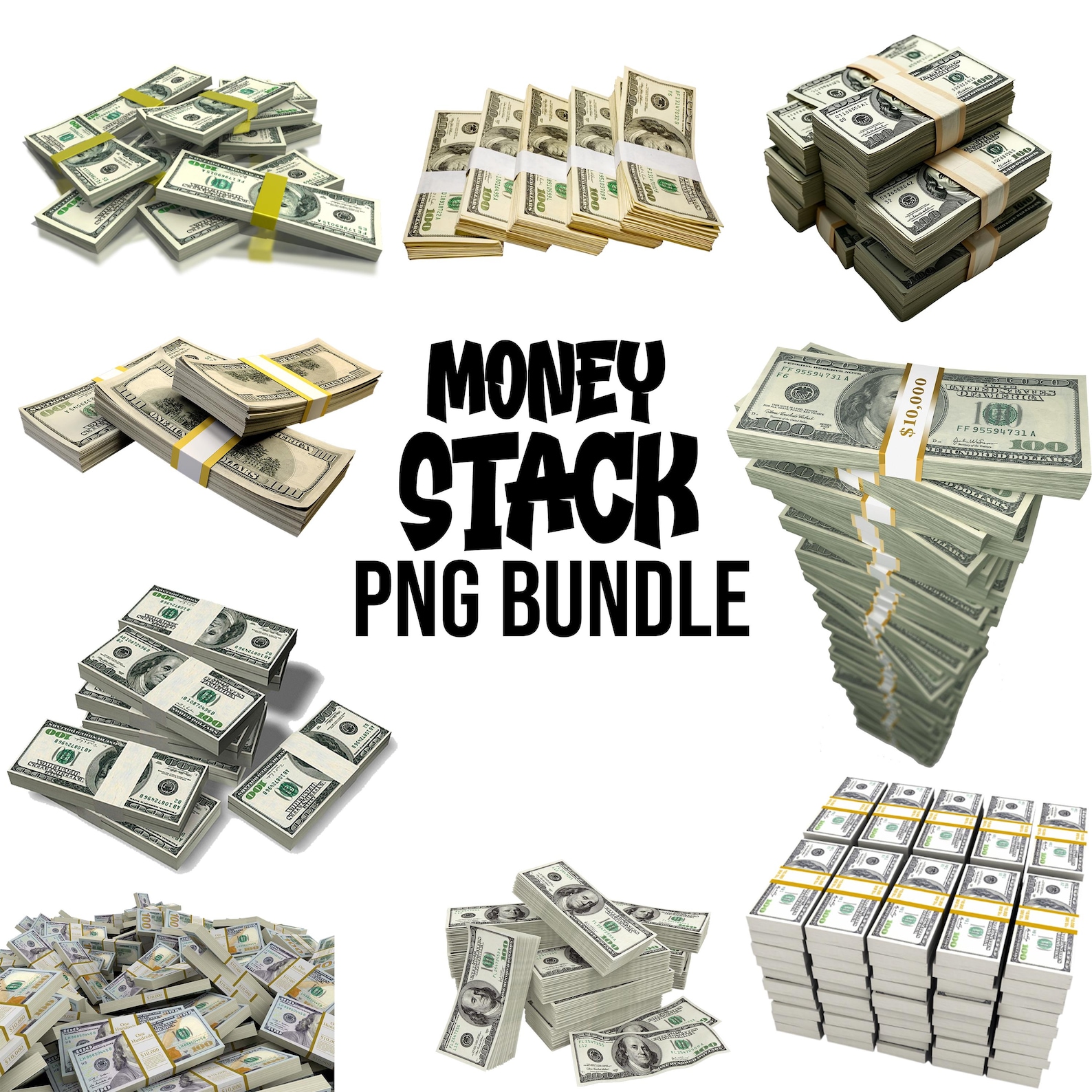 Money Stack PNG Bundle | 10 Realistic Fifty Dollar Bills Clipart ...