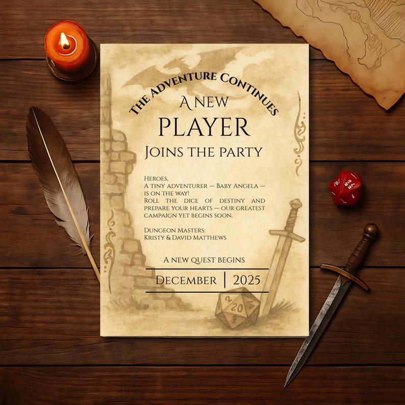 Editable Dnd Baby or Pregnancy Announcement – RPG Pregnancy Reveal ...