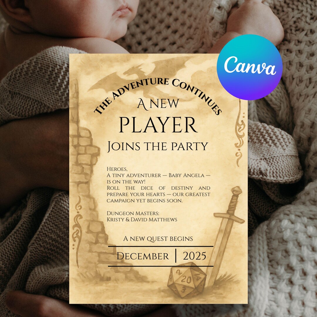 Editable Dnd Baby or Pregnancy Announcement – RPG Pregnancy Reveal ...