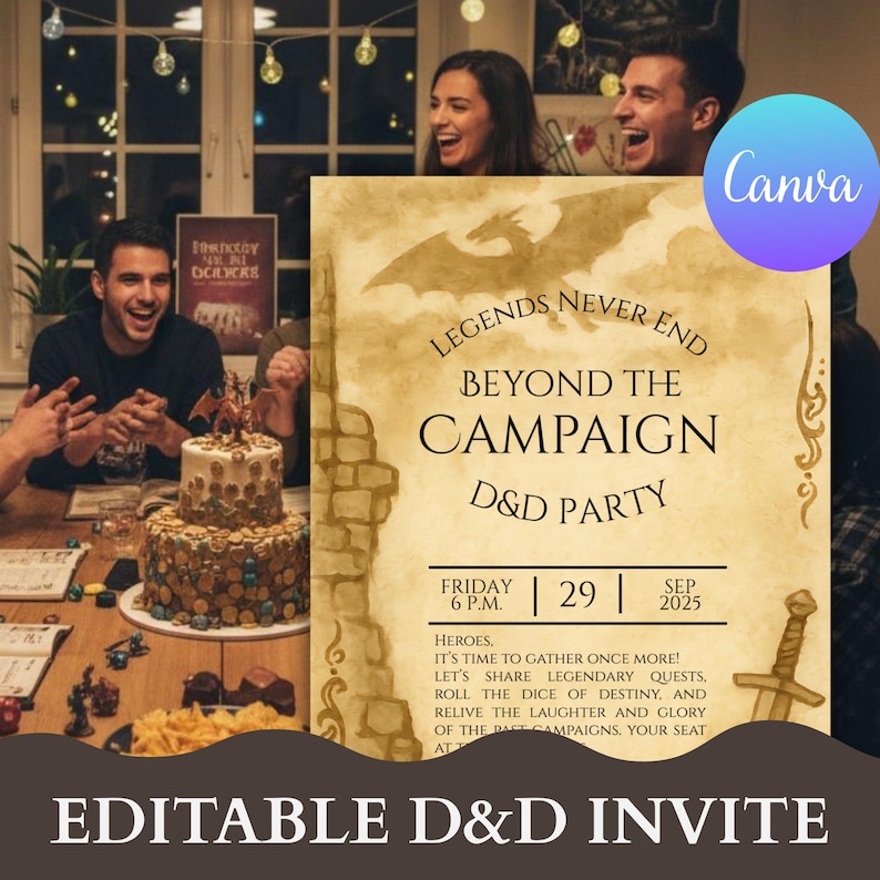 DND Birthday Party Invitation Editable Digital Template, Dungeons and ...