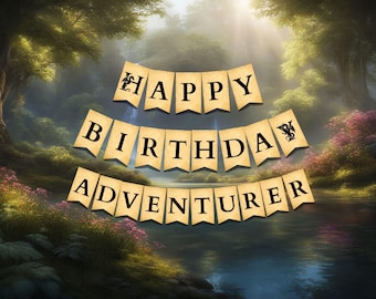 DND Birthday Banner Printable Dungeons and Dragons Party Happy Birthday ...