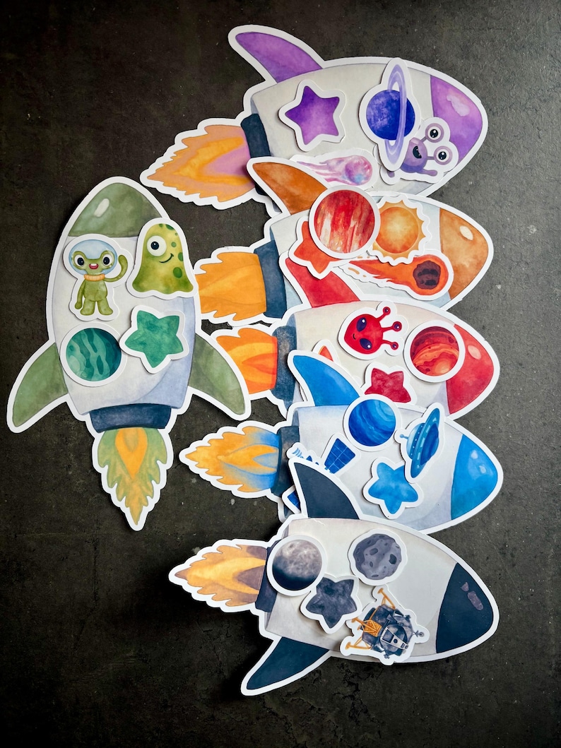 Space Color Matching Activity for Kids, Color Sorting, Toddler Color ...
