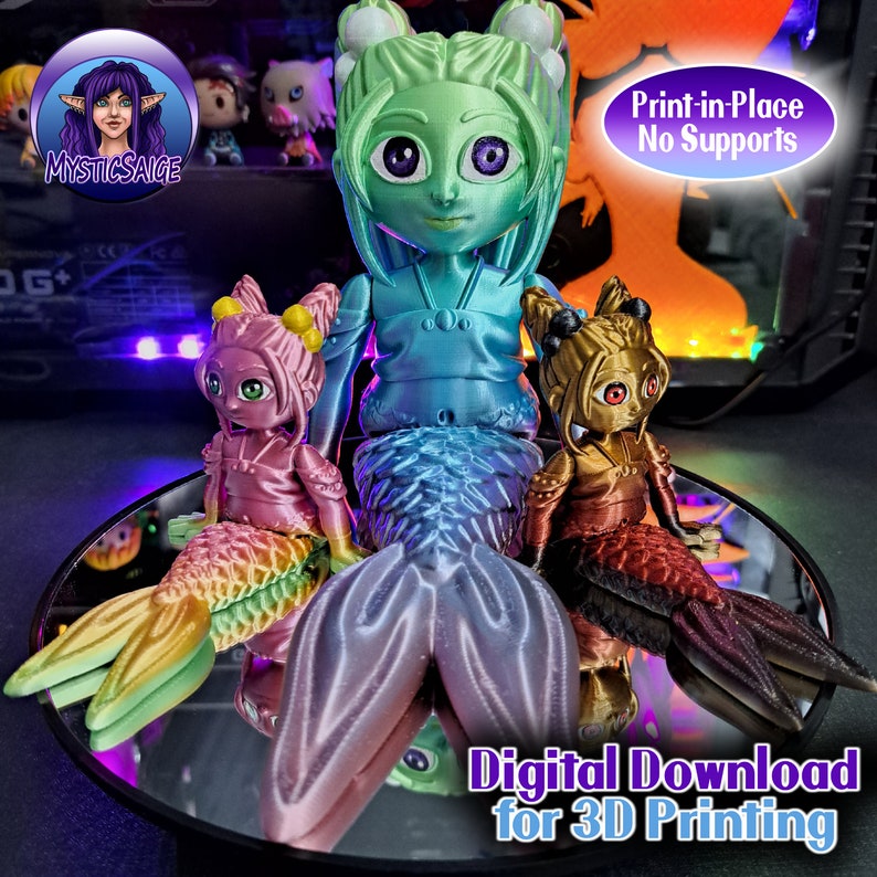 Little Mermaid Namiko 3D Model, STL File for 3d Printing, No Supports ...