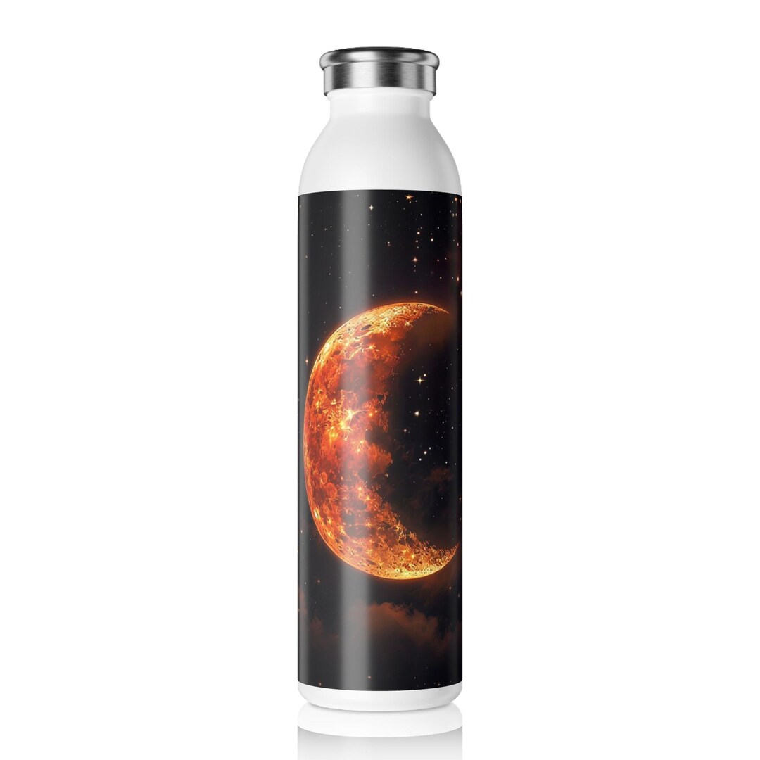 Celestial Slim Water Bottle - Cosmic Moon Decal, Eco-friendly, Travel ...