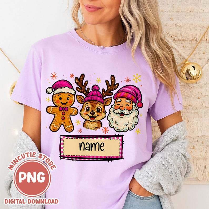 Custom Kids Name Christmas Png, Personalized Xmas Reindeer Png, Santa ...