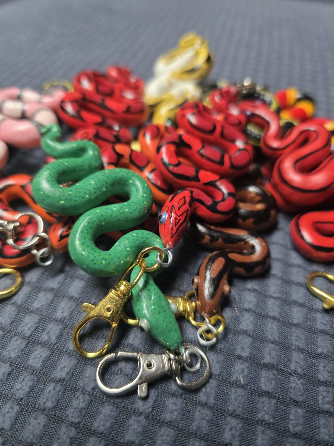 Polymer Clay Snake Keychain - Etsy