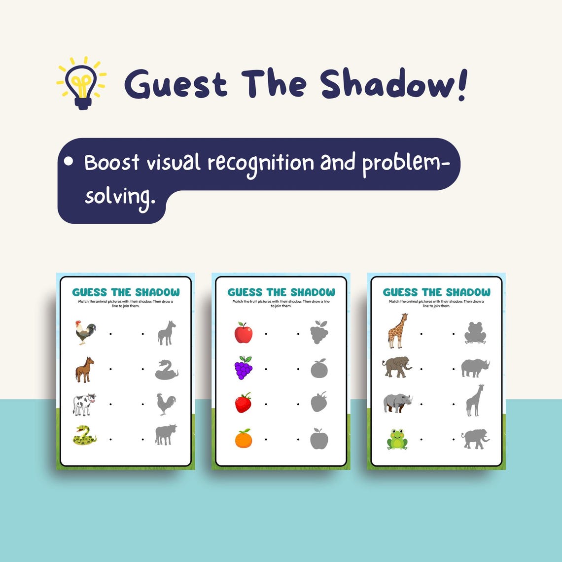 Learn and Play for Kids - Printable PDF Activities | Shadow Guessing ...