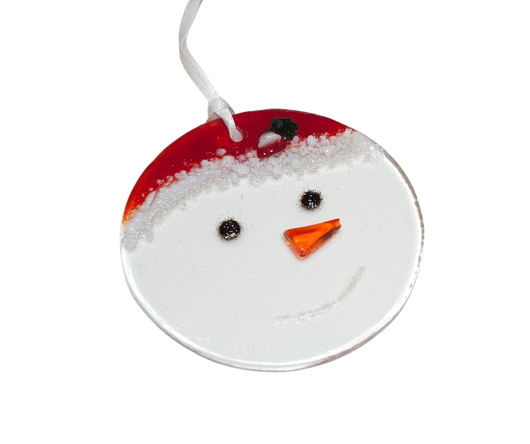 Fused Glass Snowman, Holiday Tree Ornament, Secret Santa Gift for ...