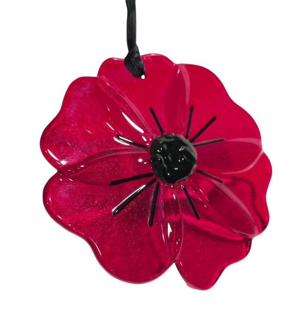 Large Red Poppy Suncatcher, Flower Art, Window Art, Gift for Holidays ...