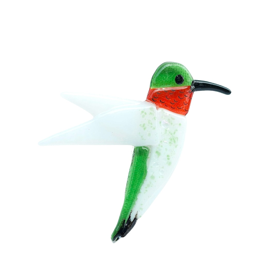 Fused Glass Hummingbird, Hanging Suncatcher, Handcraft Glass Window ...
