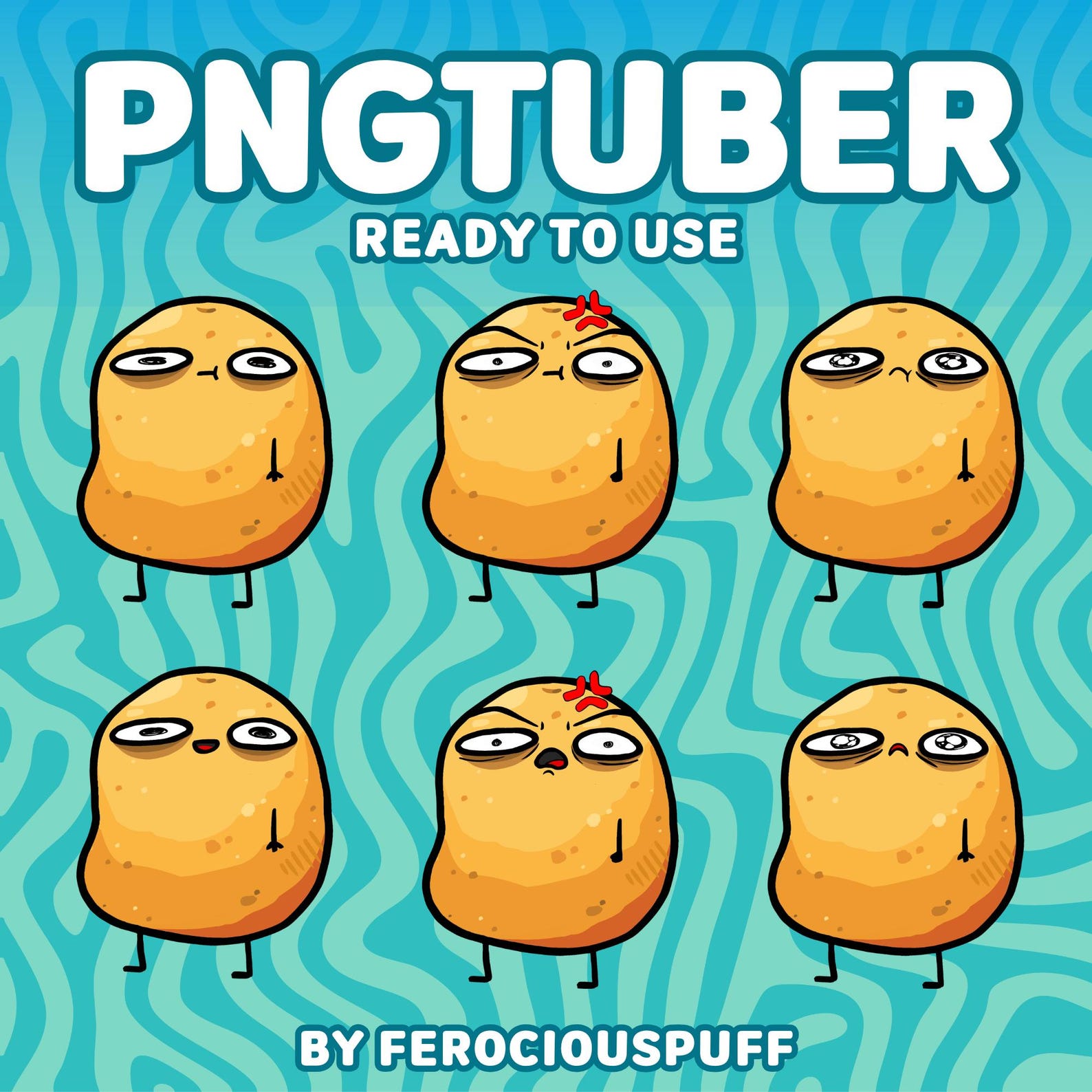 Potato Pngtuber Model | 6 Expressions | Premade Pngtuber Model for ...