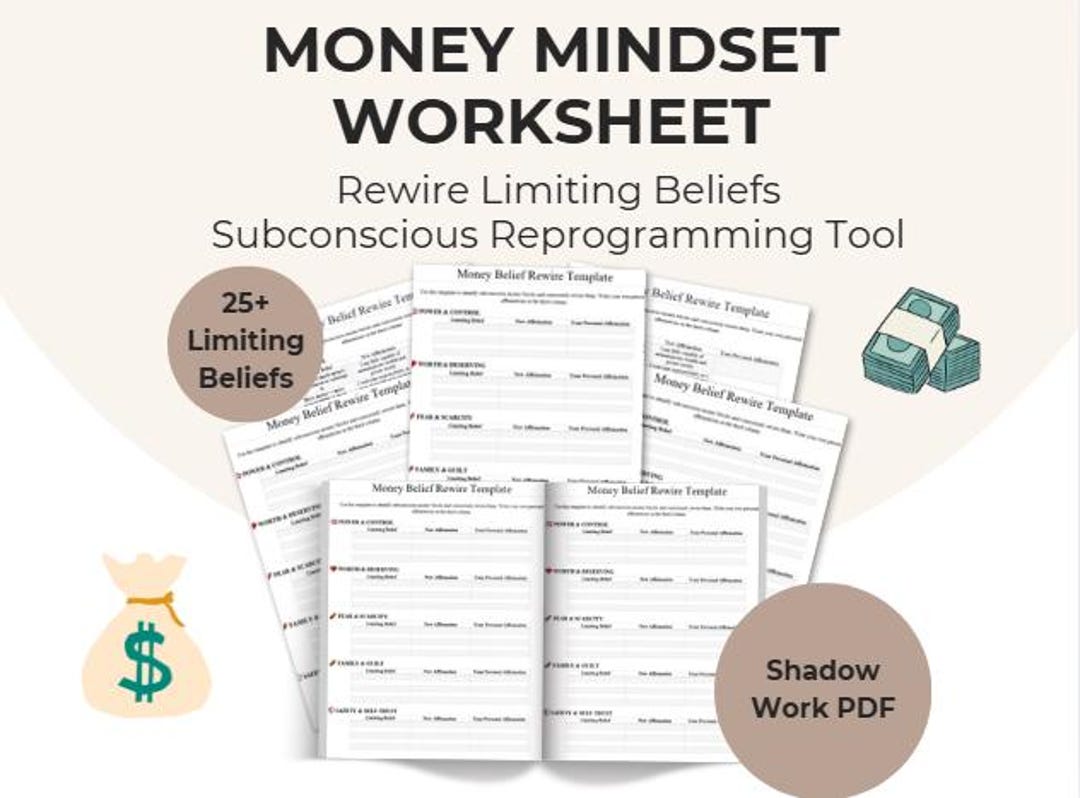 Money Mindset Worksheet Printable – Rewire Limiting Beliefs for ...