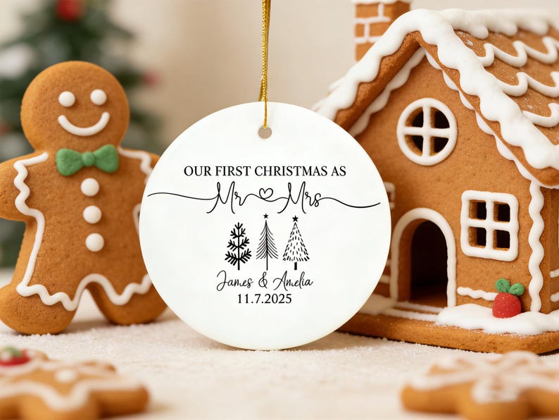 Our First Christmas as Mr / Mrs Ornament | Personalized Couple Names ...