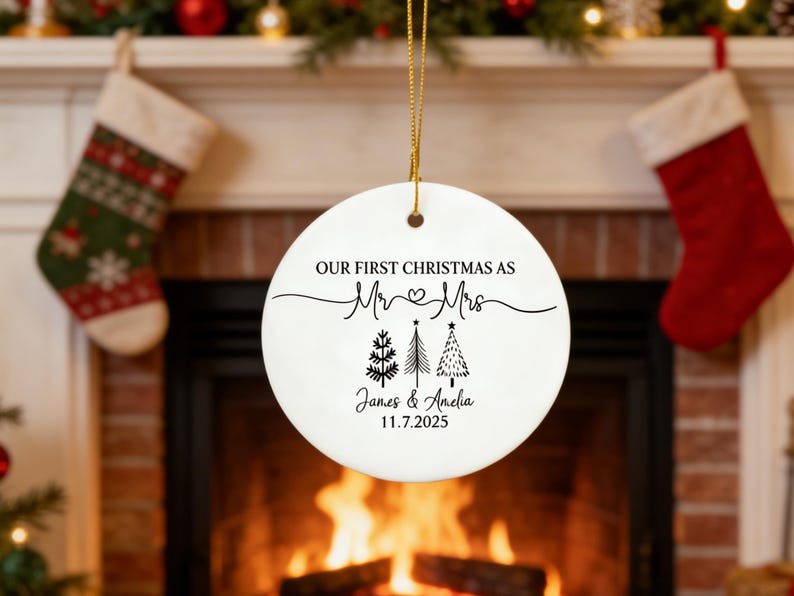 Our First Christmas as Mr / Mrs Ornament | Personalized Couple Names ...