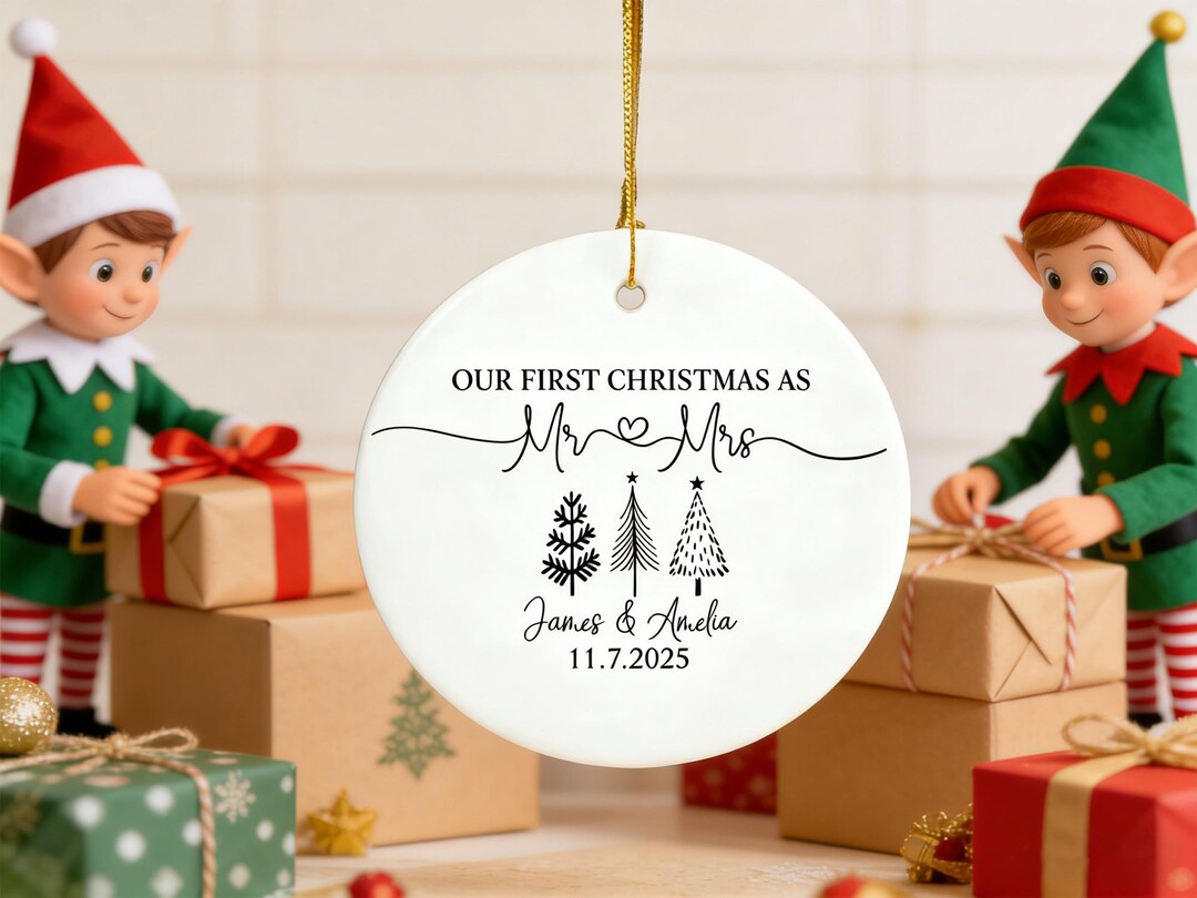 Our First Christmas as Mr / Mrs Ornament | Personalized Couple Names ...