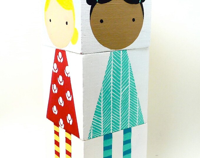 Wooden Mix and Match Doll Blocks - Etsy