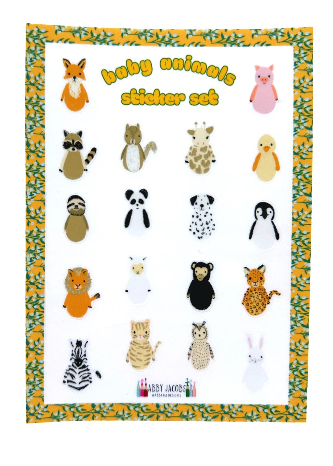 Baby Animals Sticker Set: Waterproof Vinyl Decals for Journals, Laptops ...