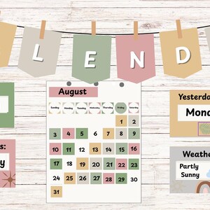 Boho Classroom Calendar Set | Printable Weather, Month, & Date Cards ...