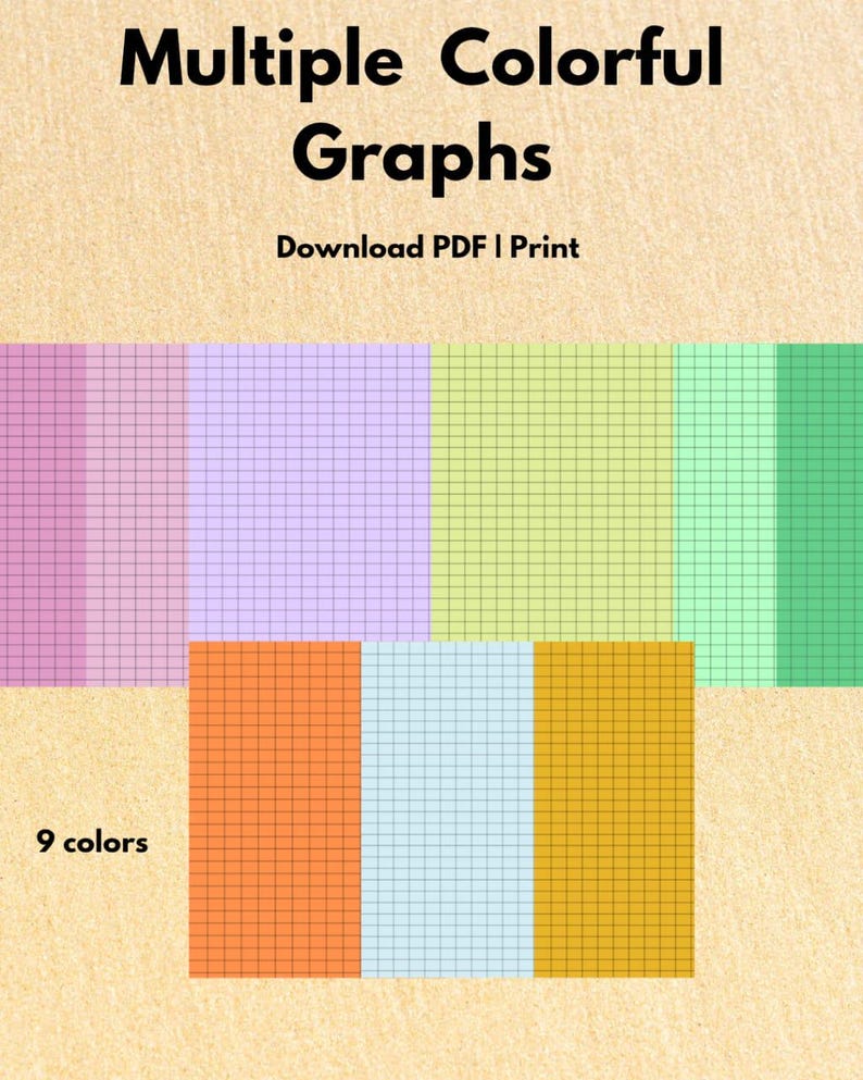 Colorful Grid Paper Bundle | 9 A4 Digital Graph Papers | 4mm Squares ...