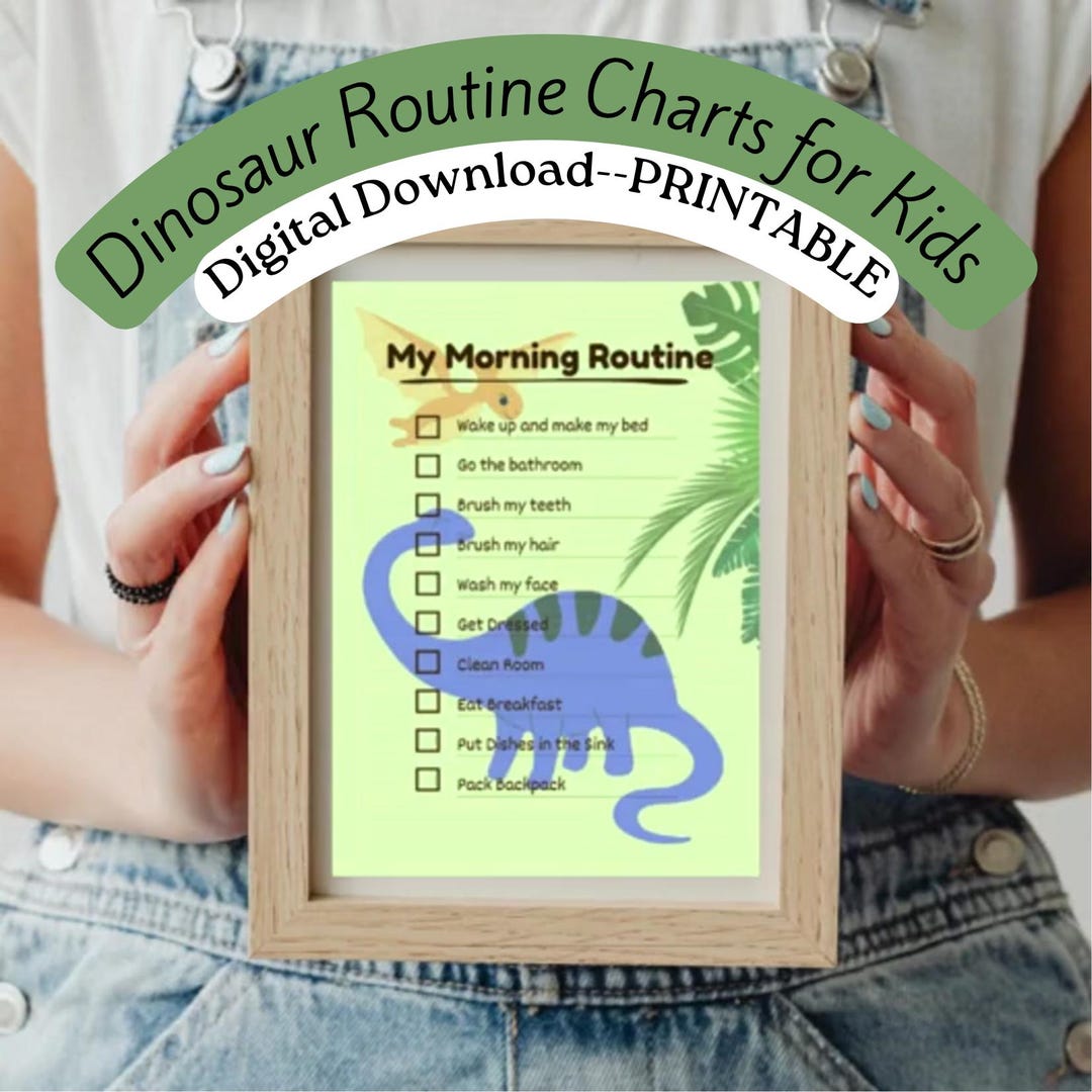 Dinosaur Routine Checklist Bundle: Kids' Morning & Evening Charts (PDF ...