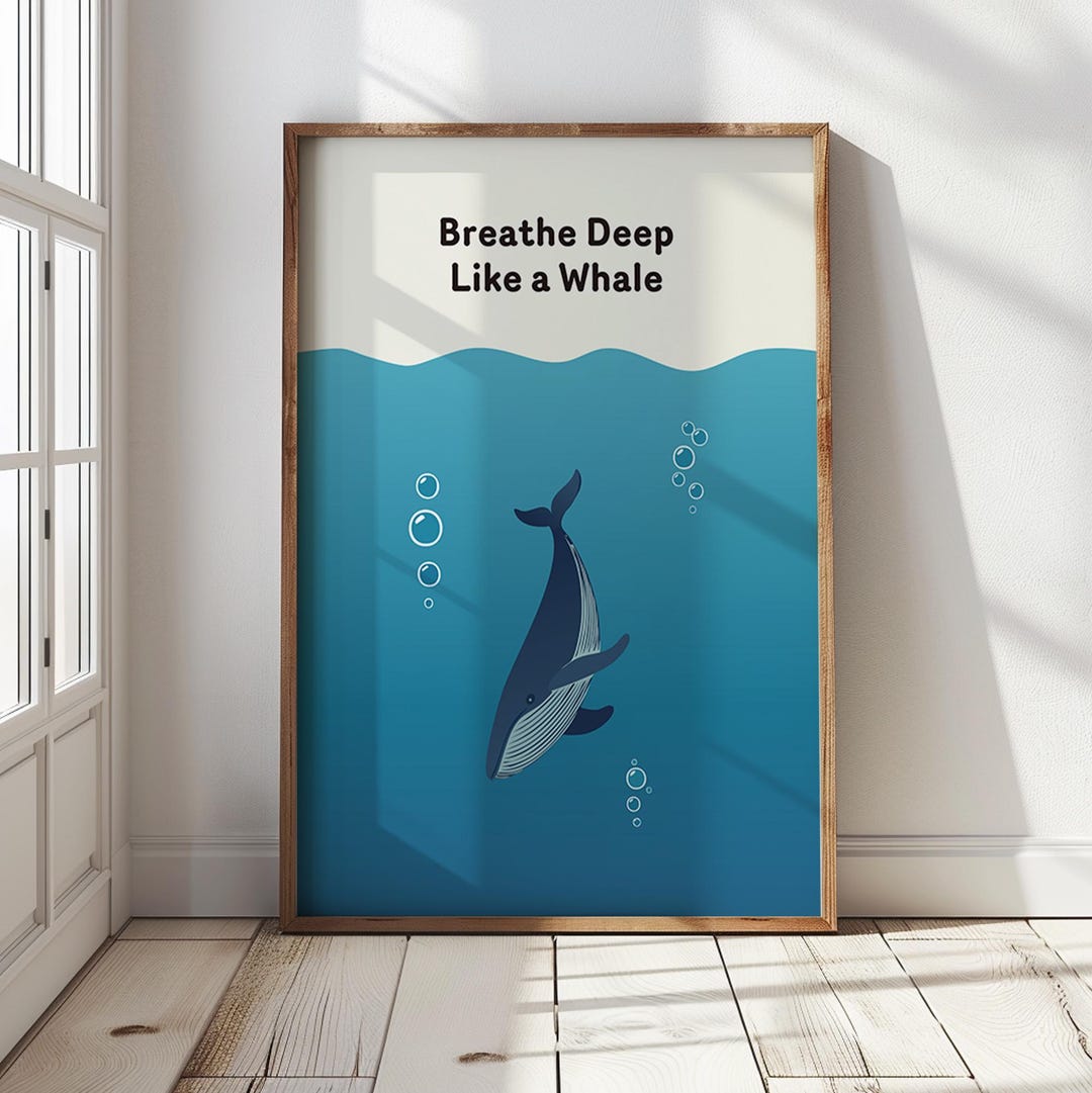 Mindfulness Kids Poster: Whale Breathing Exercise, Ocean Nursery Art ...