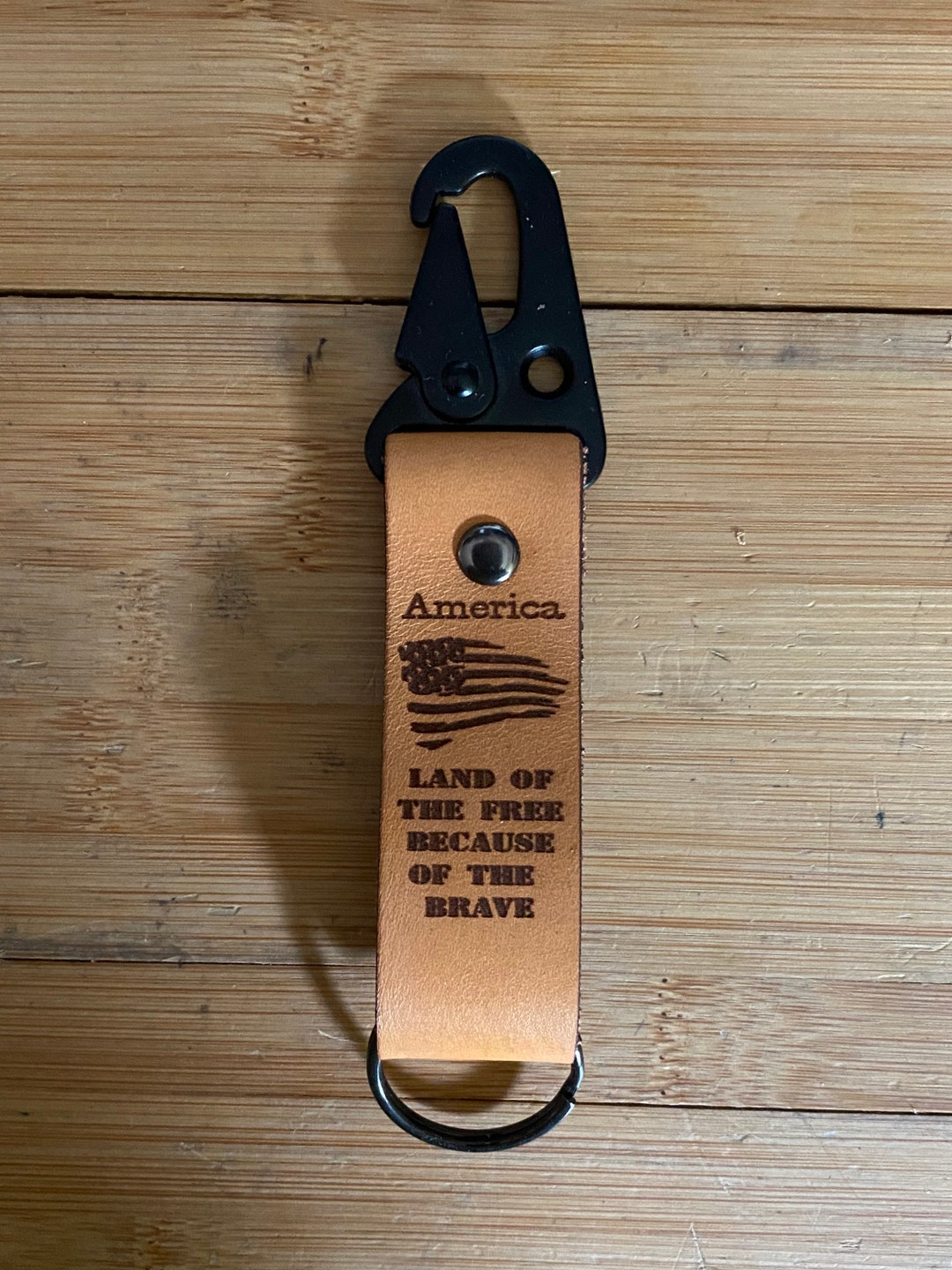 Leather Strap Key Fob Featuring American Flag Graphics and Patriotic ...