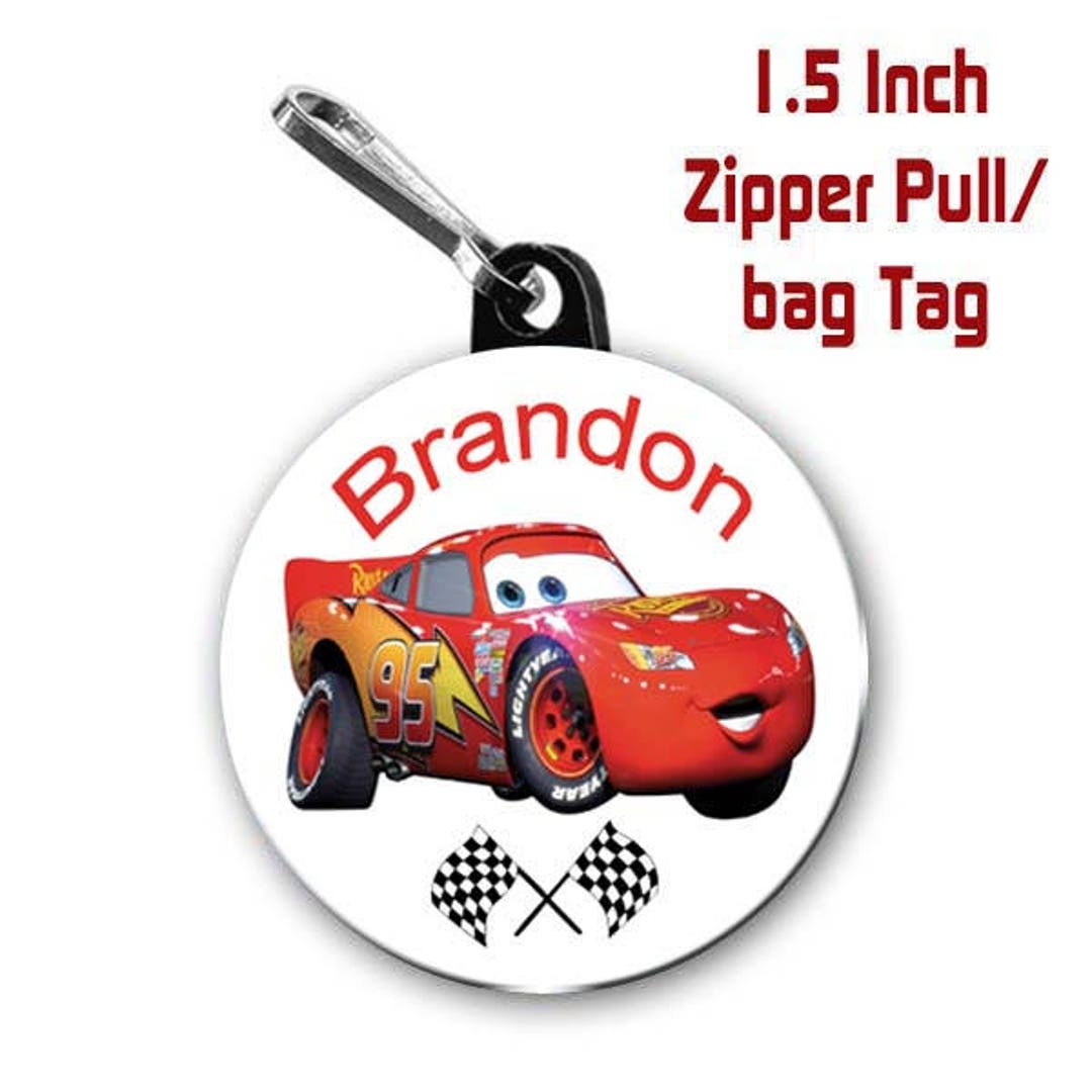 Zipper Pull/bag Tag (two) Large 1.5 Inch Diameter Personalized Race Car ...