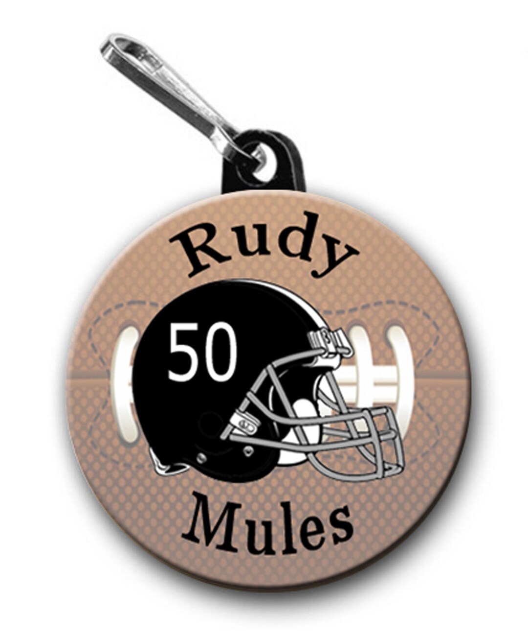 2 Football Zipper Pulls Personalized With Name, Number, Team Name and ...