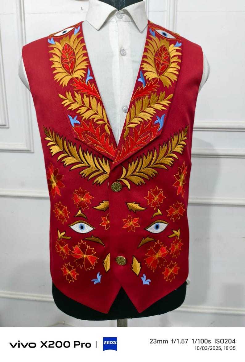 Red Embroidered Western Suit | Cactus & Eye Motif Cowboy Outfit - Etsy