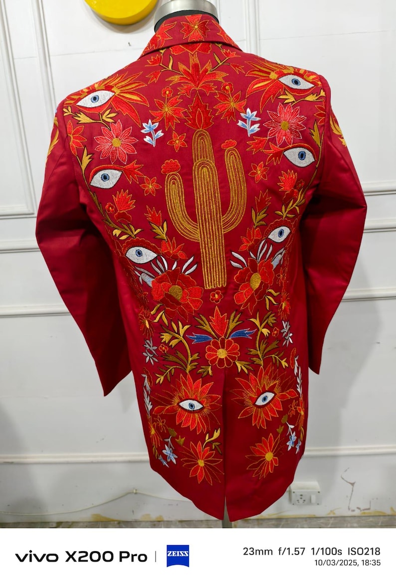 Red Embroidered Western Suit | Cactus & Eye Motif Cowboy Outfit - Etsy