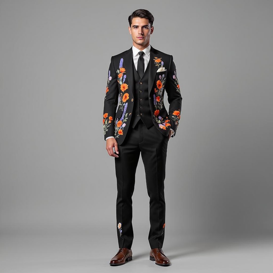 Embroidered Floral Tuxedo | Custom Western Rodeo Suit - Etsy