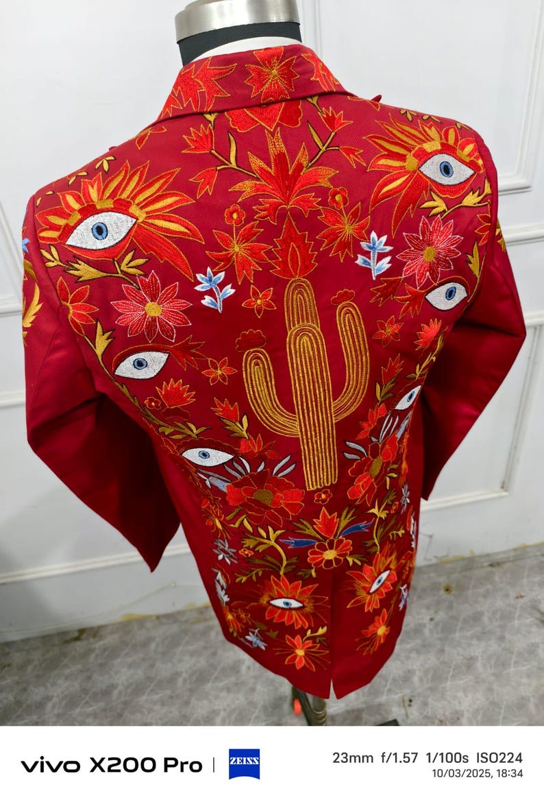 Red Embroidered Western Suit | Cactus & Eye Motif Cowboy Outfit - Etsy