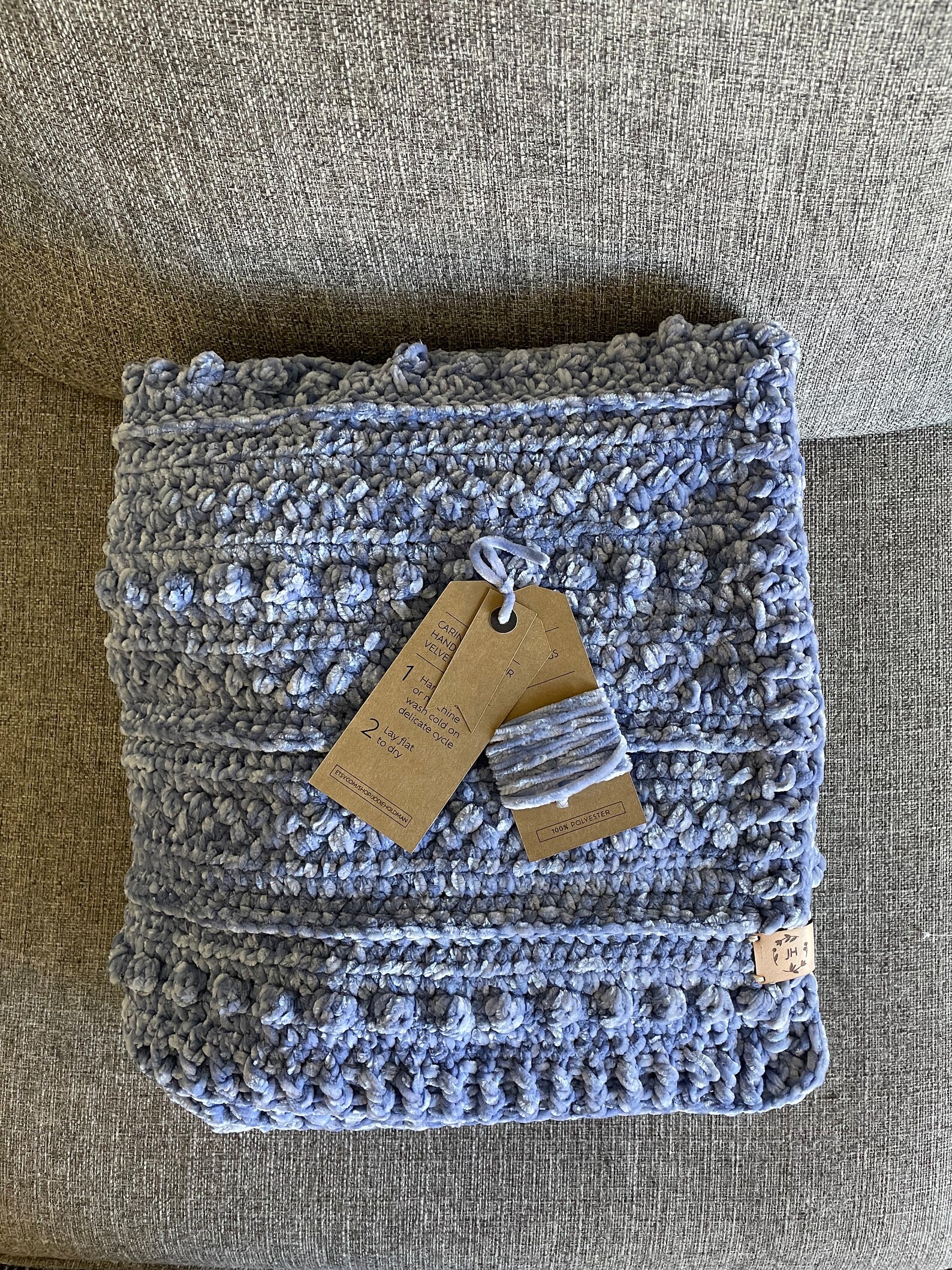 Crocheted Velvet Throw-ice Blue - Etsy