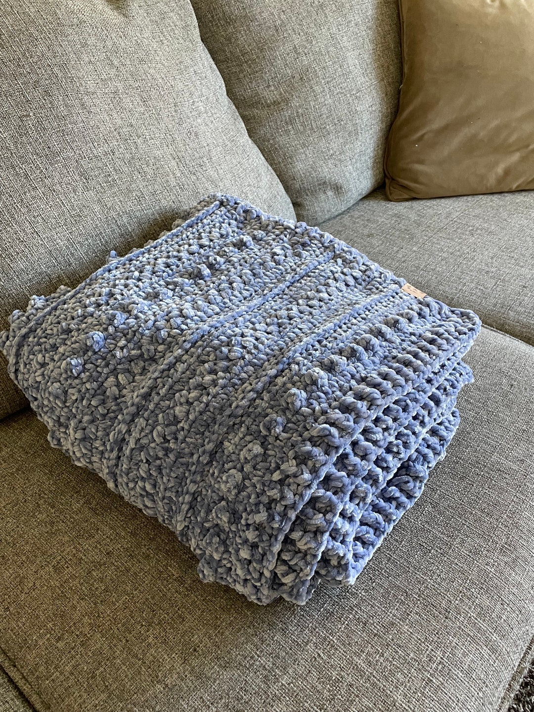 Crocheted Velvet Throw-ice Blue - Etsy